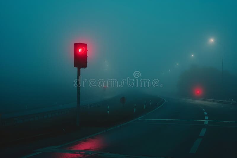 Night Highway and Burning Red Traffic Lights Stock Image - Image of ...