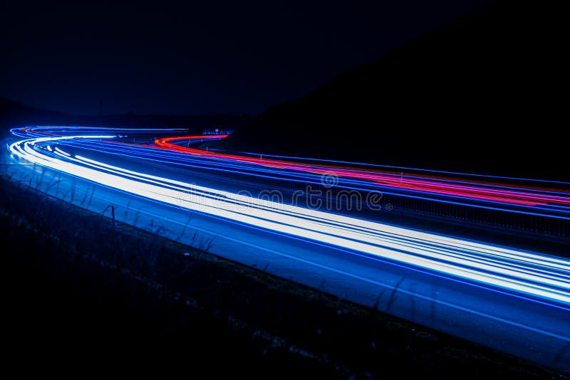 Night Highway, Long Exposure of Cars Lights on the Night Road Stock ...