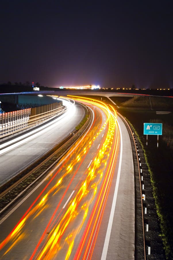 Night Highway - Long Exposure - Light Lines Stock Photo - Image of city ...