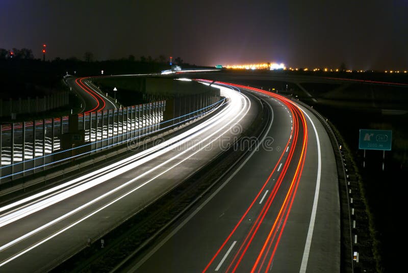Night Highway - Long Exposure - Light Lines Stock Photo - Image of ...