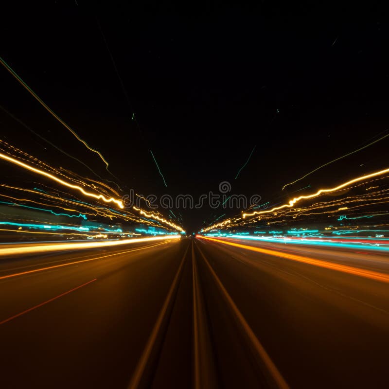 Night Highway with Motion Blur Light Trails Stock Illustration ...