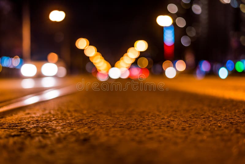 Night Highway with Rails, Car Go Over it. Stock Image - Image of ...
