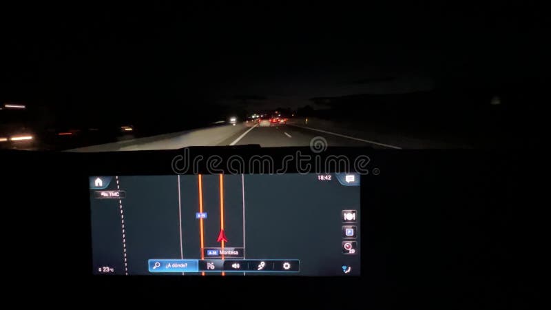 Night Highway Trip . Car Navigator Stock Footage - Video of navigator ...