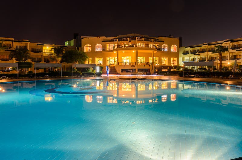 Night hotel in Egypt editorial stock photo. Image of hotel - 72232293