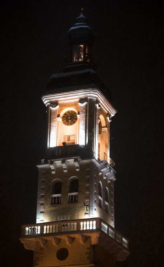 Night Hours of Old Building at Night Stock Image - Image of city ...