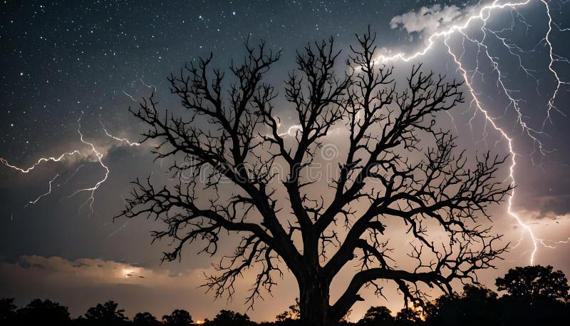 At Night, How Starry, a Dry Tree in the Foreground, the Sky Full of ...