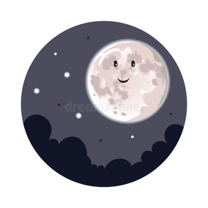 Night Icon, Moon Sign. Flat Cartoon Vector Design Isolated Illustration ...