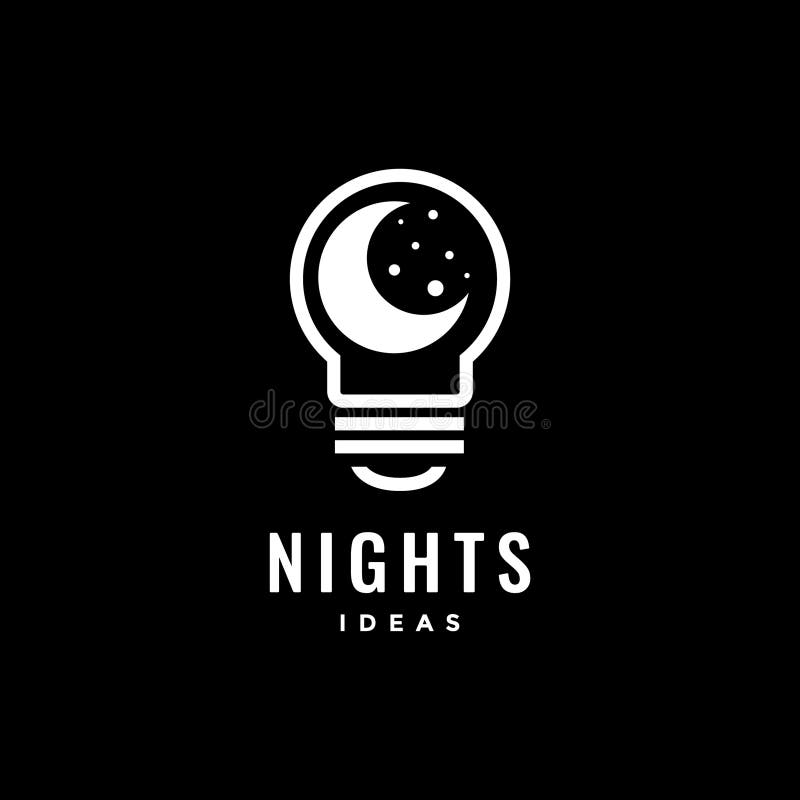 Night Ideas Lamp Bulb Crescent Modern Minimal Logo Design Vector Icon ...