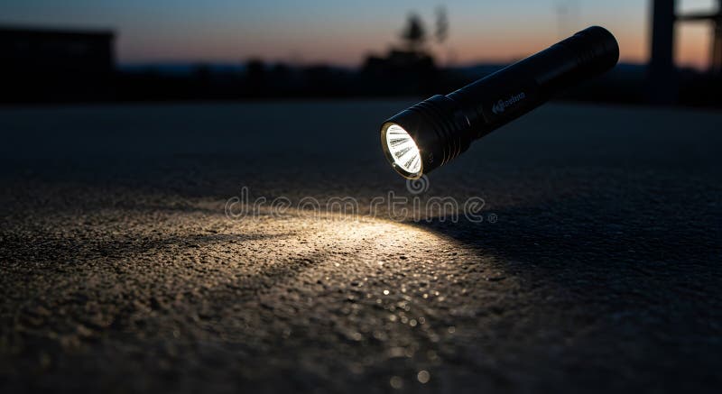 Night Illumination: a Powerful LED Flashlight Beams Light Across a Dark ...