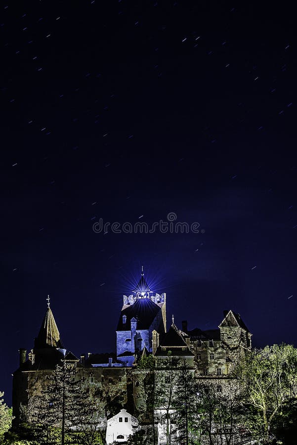 Night Image of Bran Castle in Transylvania, Romania Stock Image - Image ...