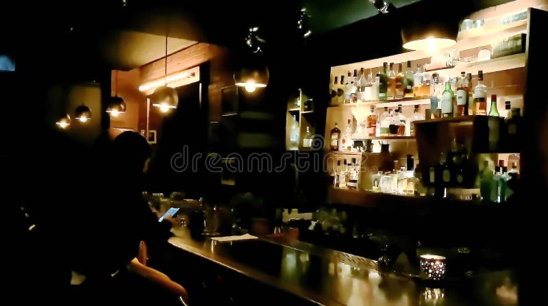 Night Image of a Cafe or Bar Stock Photo - Image of relax, defocused ...