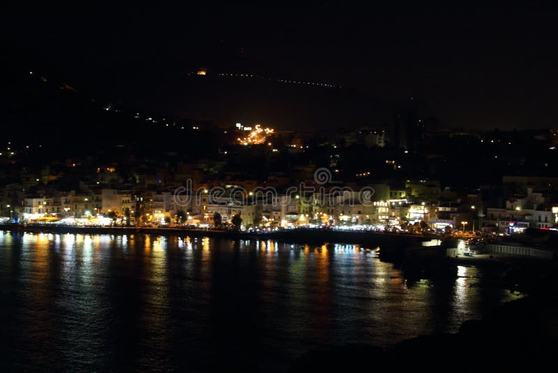 Night Image of a Town by the Sea Stock Image - Image of cloud, europe ...