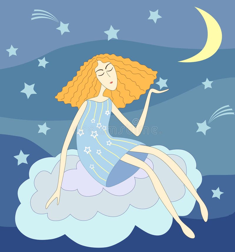 Night lady stock vector. Illustration of sleep, smiling - 28048777