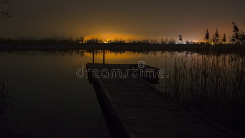 Night on the lake stock photo. Image of light, evening - 96641166