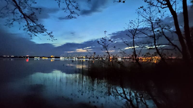 Night on the lake stock image. Image of sunlight, nature - 224960495