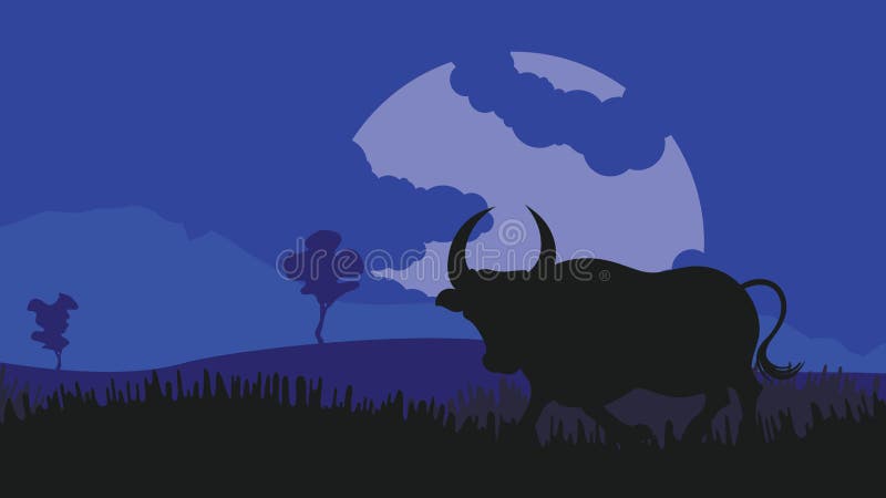 Night Bull Logo Design Inspiration Stock Vector - Illustration of ...