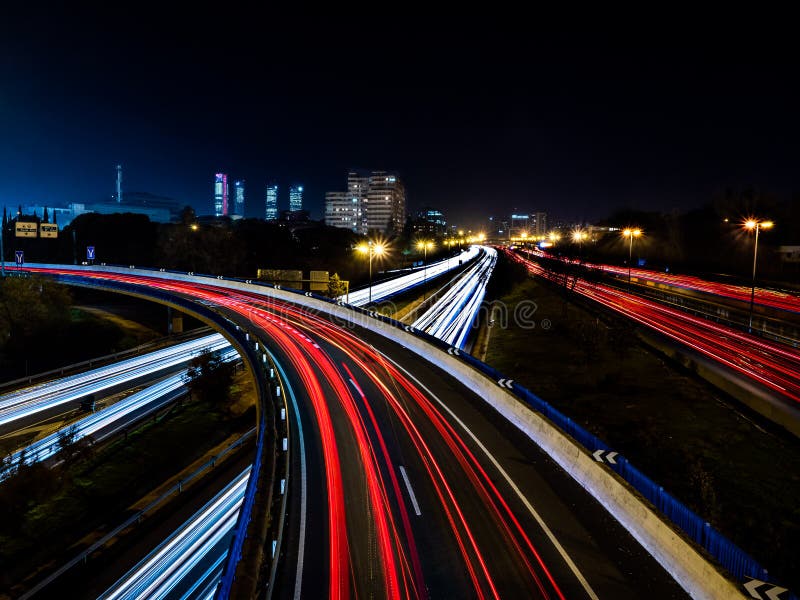 Night Landscape of Car Lights that Intersect with Long Exposure Stock ...