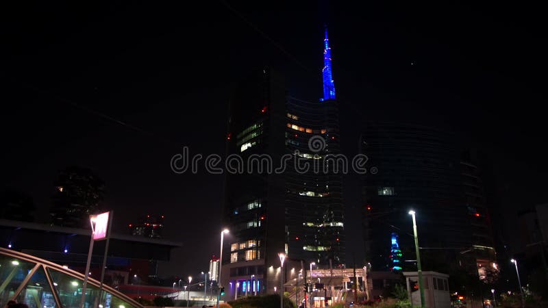 Night Landscape with Tram in the City of Milan Stock Video - Video of ...