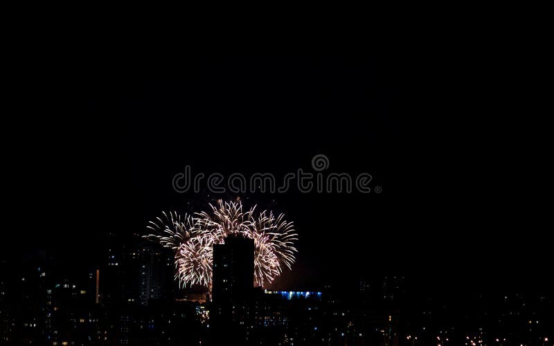 Night Landscape with Fireworks Stock Image - Image of festival ...