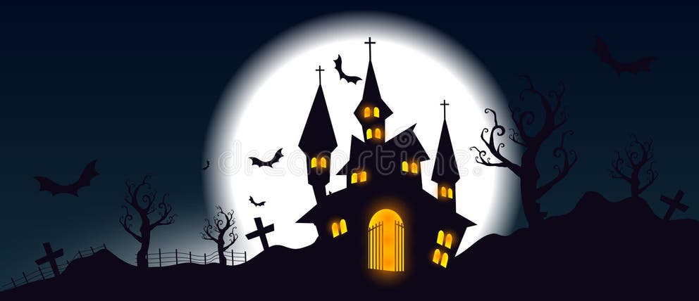 Night Landscape Graveyard Banners Stock Vector - Illustration of design ...