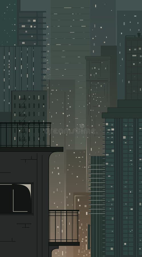 Night Landscape of a Modern City. Vector Illustration Stock Vector ...