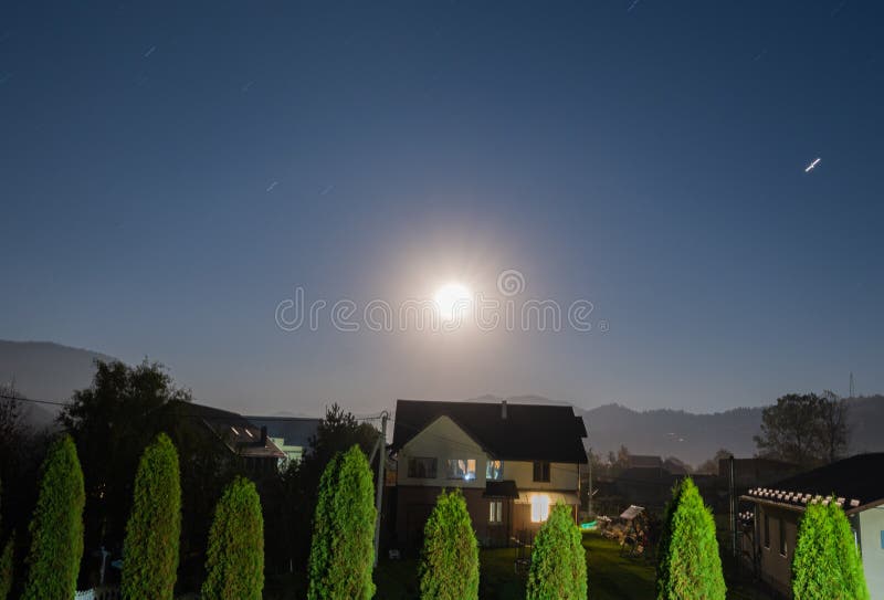 Night Landscape of the Moon Stock Image - Image of horizon, cosmos ...