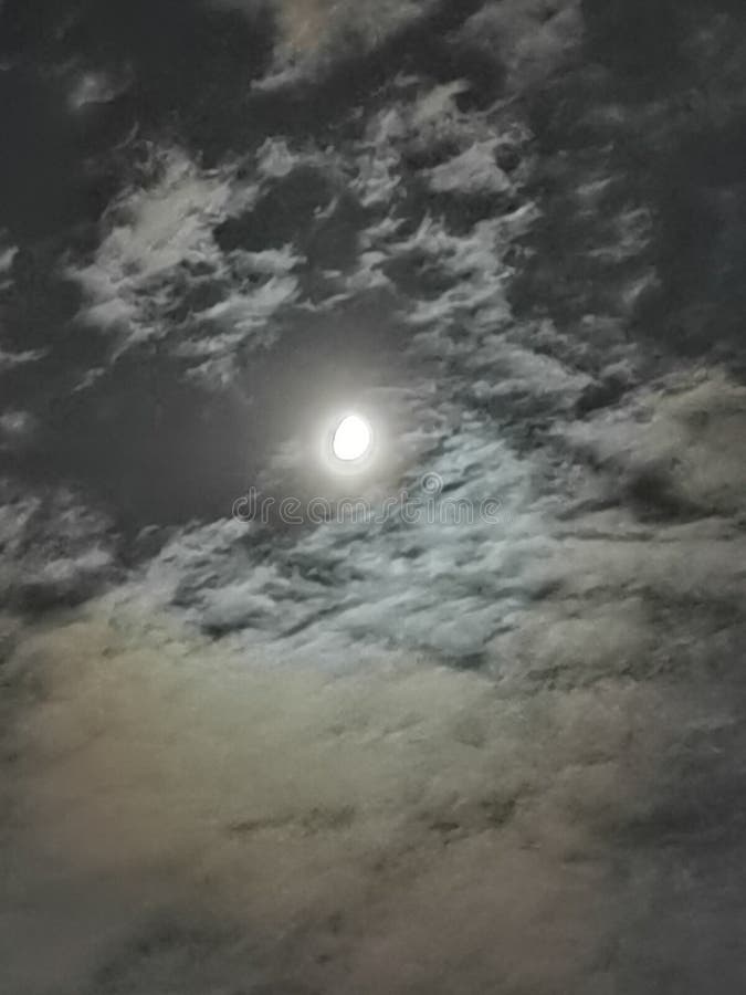 Night Scape, Moonlight through the Clouds Stock Photo - Image of night ...
