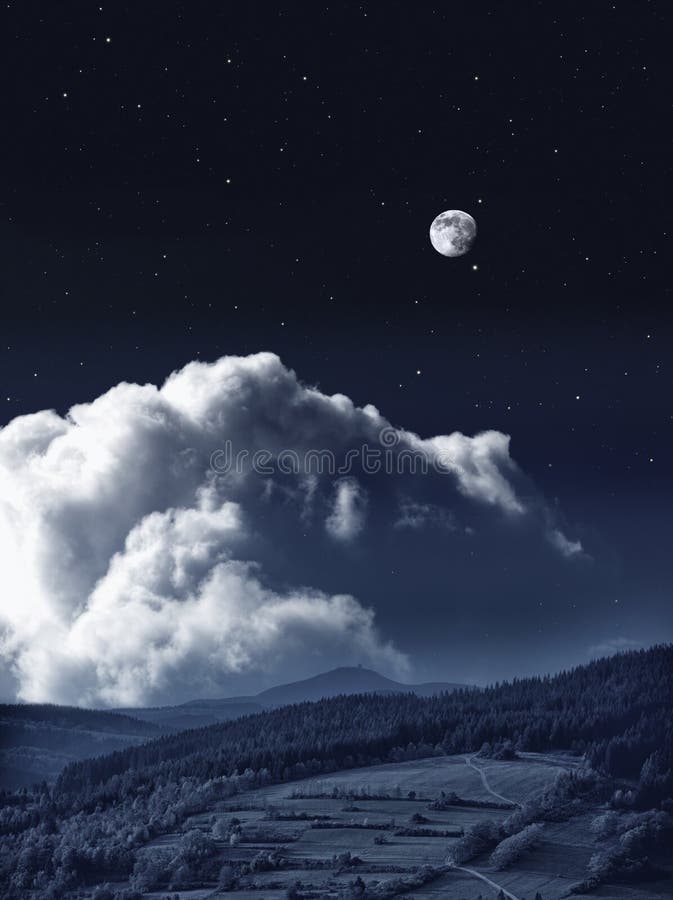 Night landscape stock image. Image of lunar, moonlit - 100378751