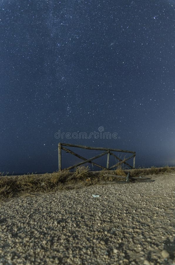Night Landscape with Path and Starry Sky Stock Photo - Image of shine ...
