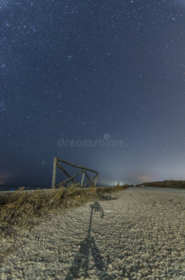 Night Landscape with Path and Starry Sky Stock Image - Image of stones ...