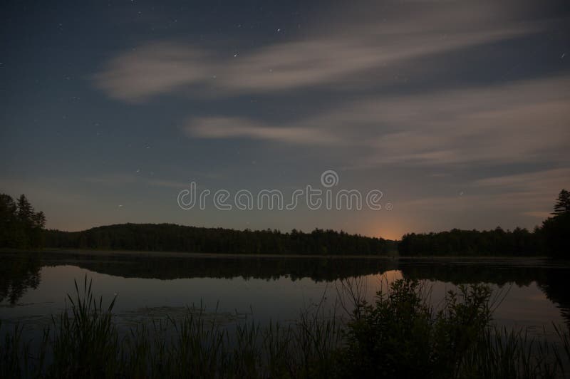 Night landscape of a pond stock image. Image of pond - 95020371