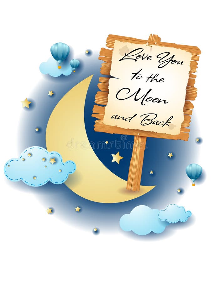 Night Landscape with Sign and Message, Fantasy Illustration. Stock ...