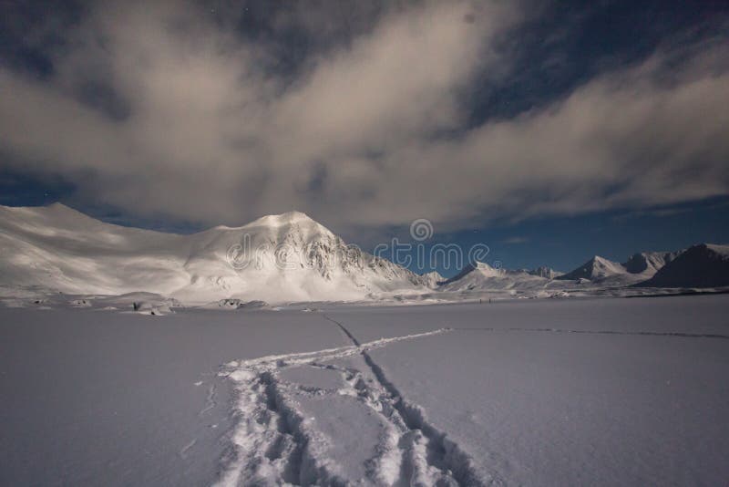 Night Landscape of the Arctic Stock Image - Image of emptiness, nature ...
