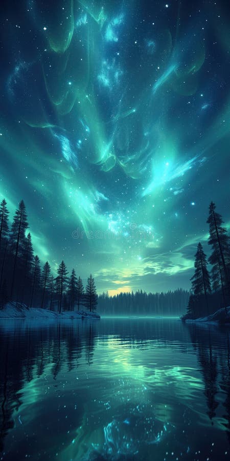 Night Landscape of the Starry Sky Over Water Stock Illustration ...