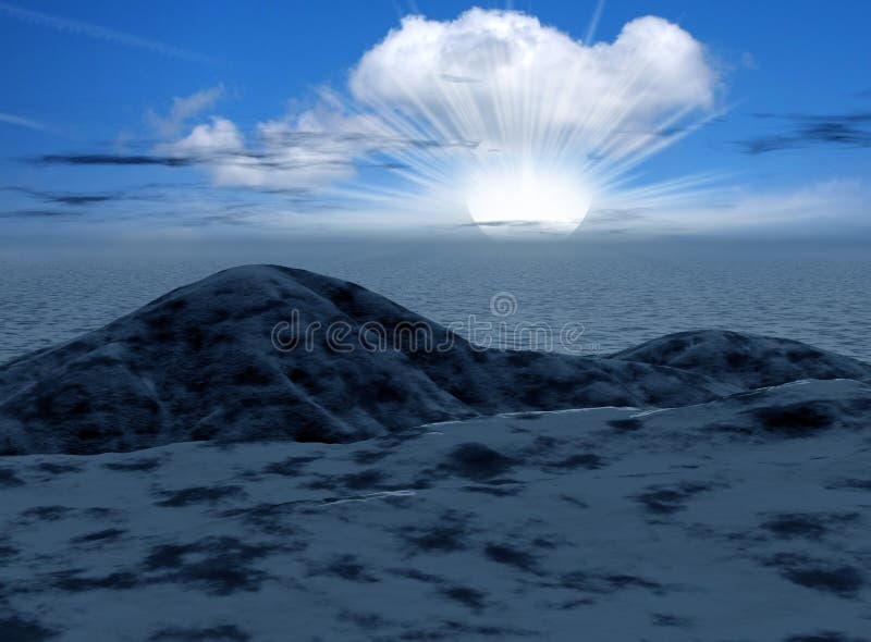 Night Landscape - Sunny Rays Stock Illustration - Illustration of ...