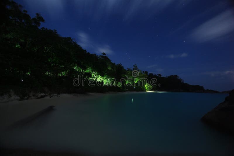 Night Landscape on Tropical Island Stock Photo - Image of horizon ...