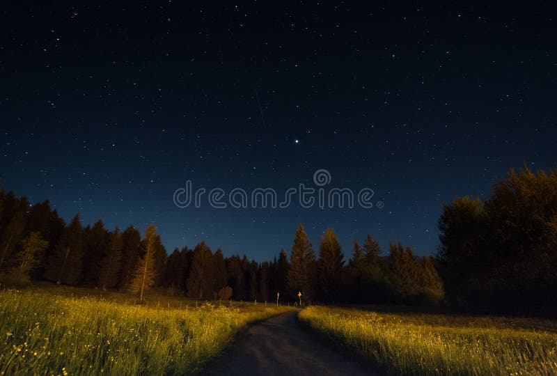 Night Landscape Under Starlight Stock Image - Image of night ...