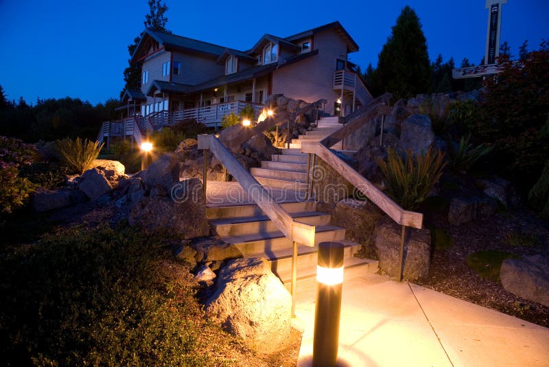 Night Landscaping and Architecture Stock Image - Image of building ...