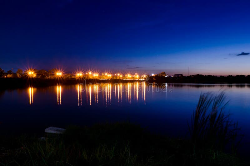 Night Lanscape Sunset Time, Dusk, Dawn on the Lake Stock Photo - Image ...