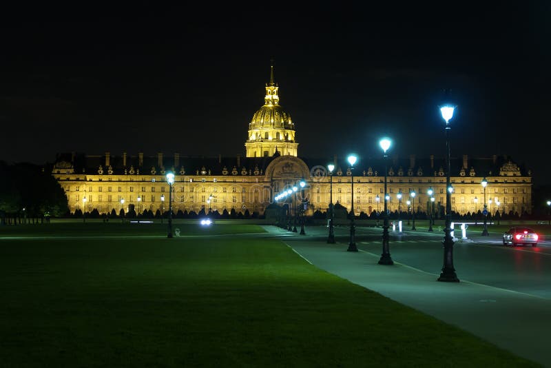 Night Les Invalides in Paris, France. Stock Image - Image of europe ...