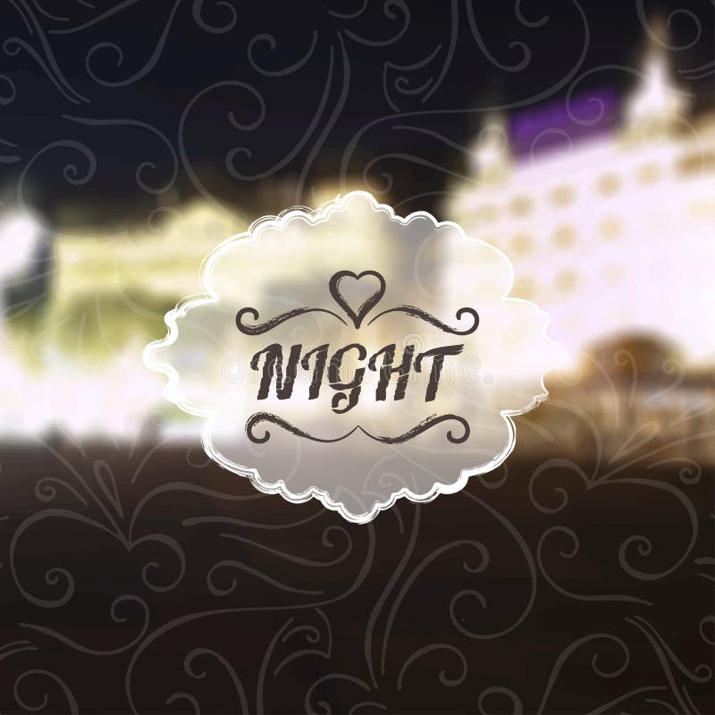 Night Lettering on Abstract Blurry City Background Stock Vector ...