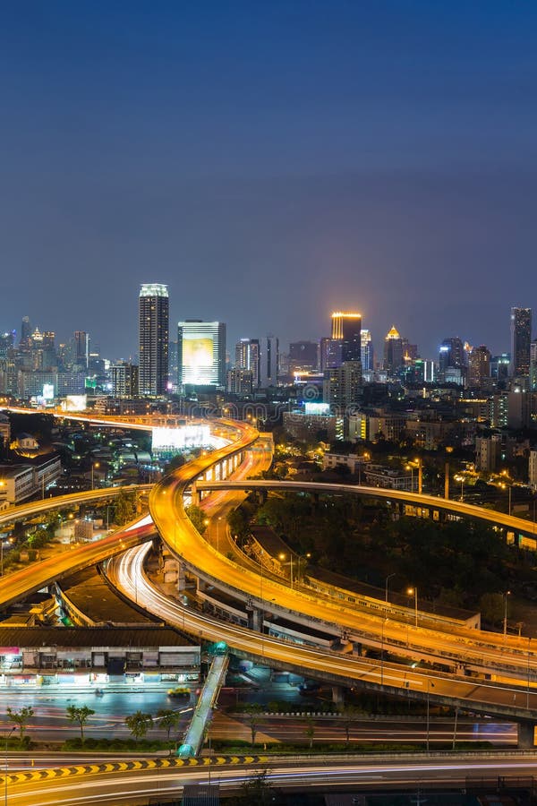 City Highway Curved at Night Long Exposure Stock Photo - Image of ...