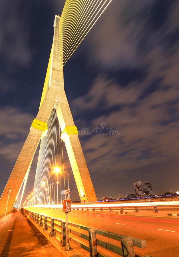 Night Light at Rama 8 Bridge Stock Image - Image of bangkok, dark: 43362419