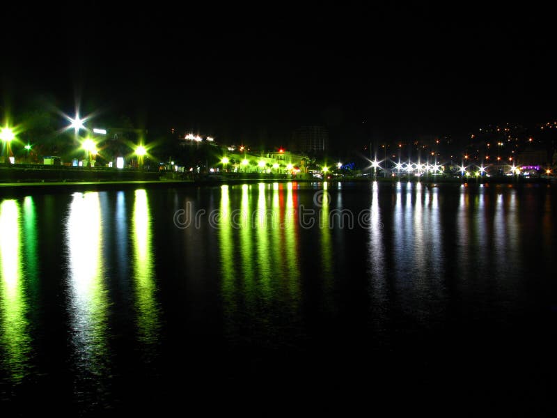 Night Light Reflection , Beach Ocean Stock Photo - Image of reflection ...