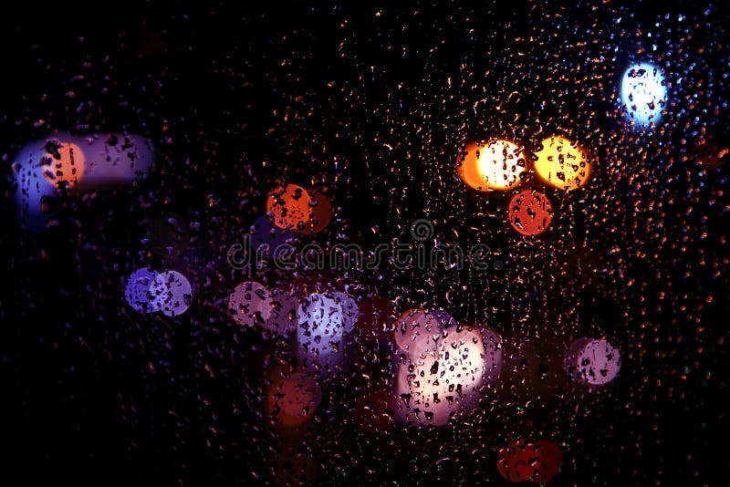 Night Light Reflection on Wet Glass Stock Illustration - Illustration ...