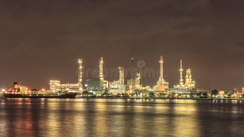 Night Lighting Factory Production Stock Image - Image of production ...