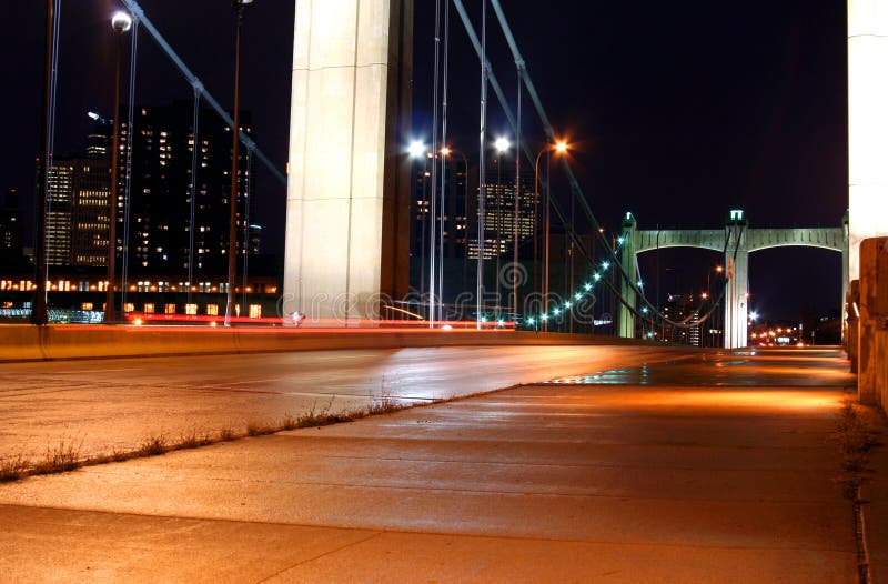 Night lights on a bridge stock photo. Image of bridge - 5750776