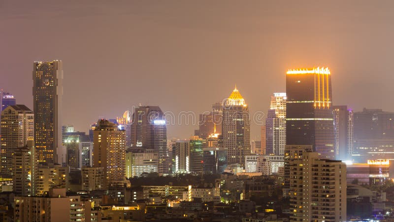 Night Lights, City Office and Business Downtown Stock Image - Image of ...