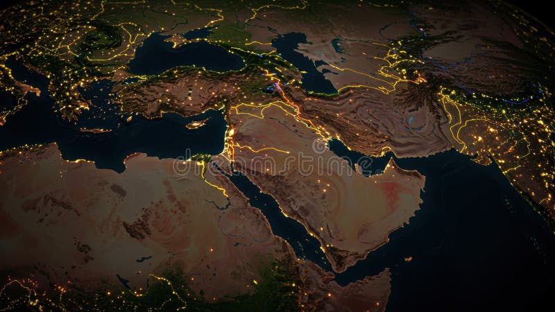 Night Lights of the Middle East Stock Illustration - Illustration of ...