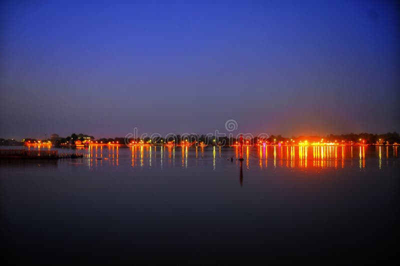 Night lights stock photo. Image of lake, reflect, water - 134200636